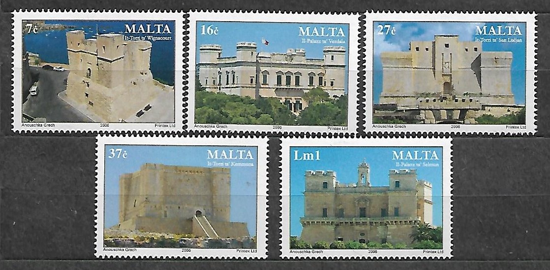 Znaczek pocztowy - ARCHITEKTURA MALTA MI.1472-1476** | Kupznaczki.pl